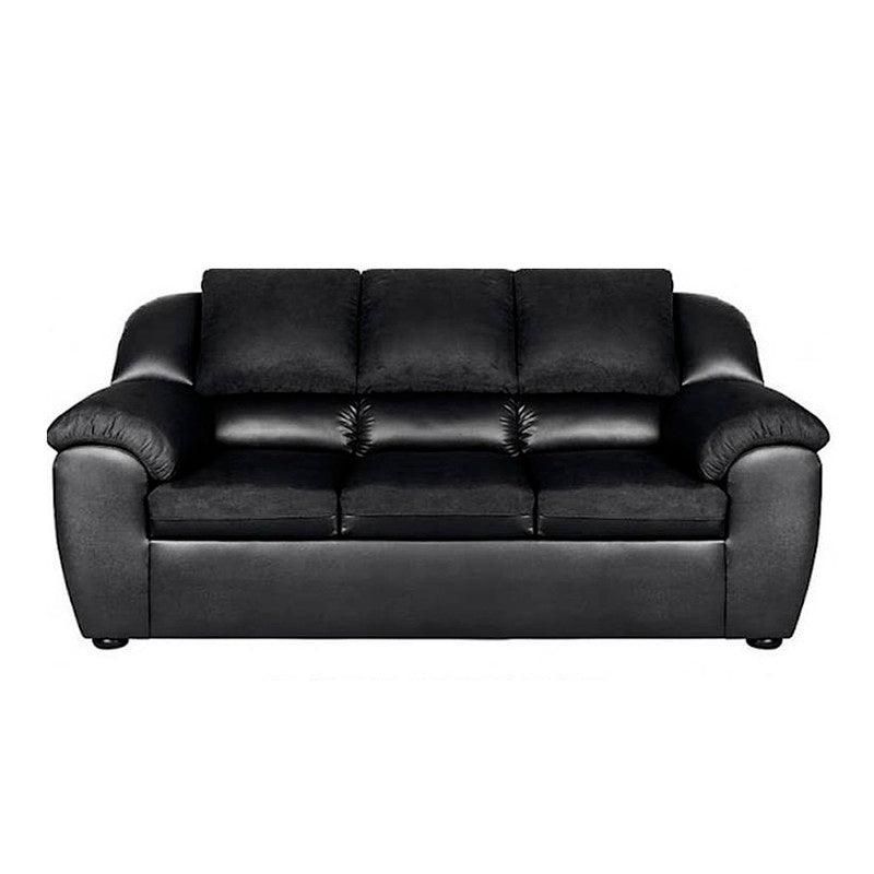 Sofá Lino 3 puestos Negro Cuero sintético y tela 197x80x89 – VIRTUAL MUEBLES