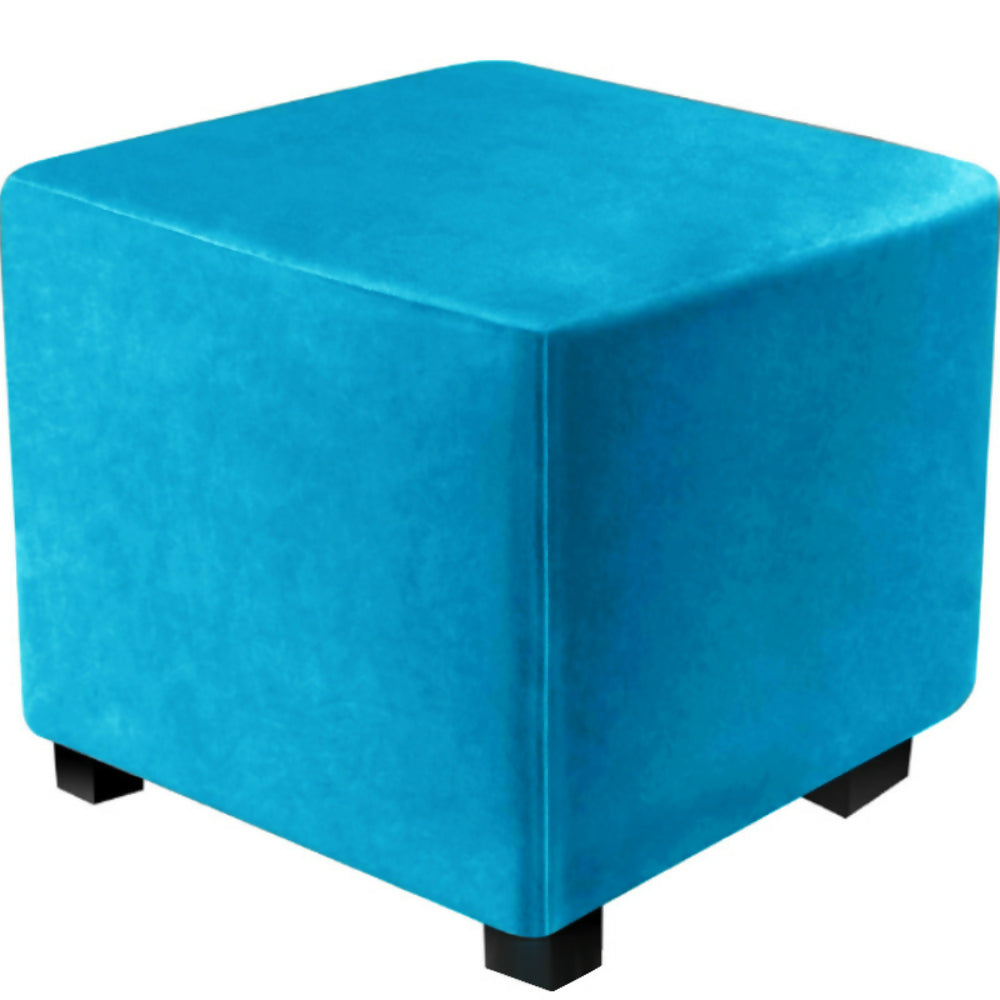 Puff Decorativo 40x40 Turqueza Tela – VIRTUAL MUEBLES
