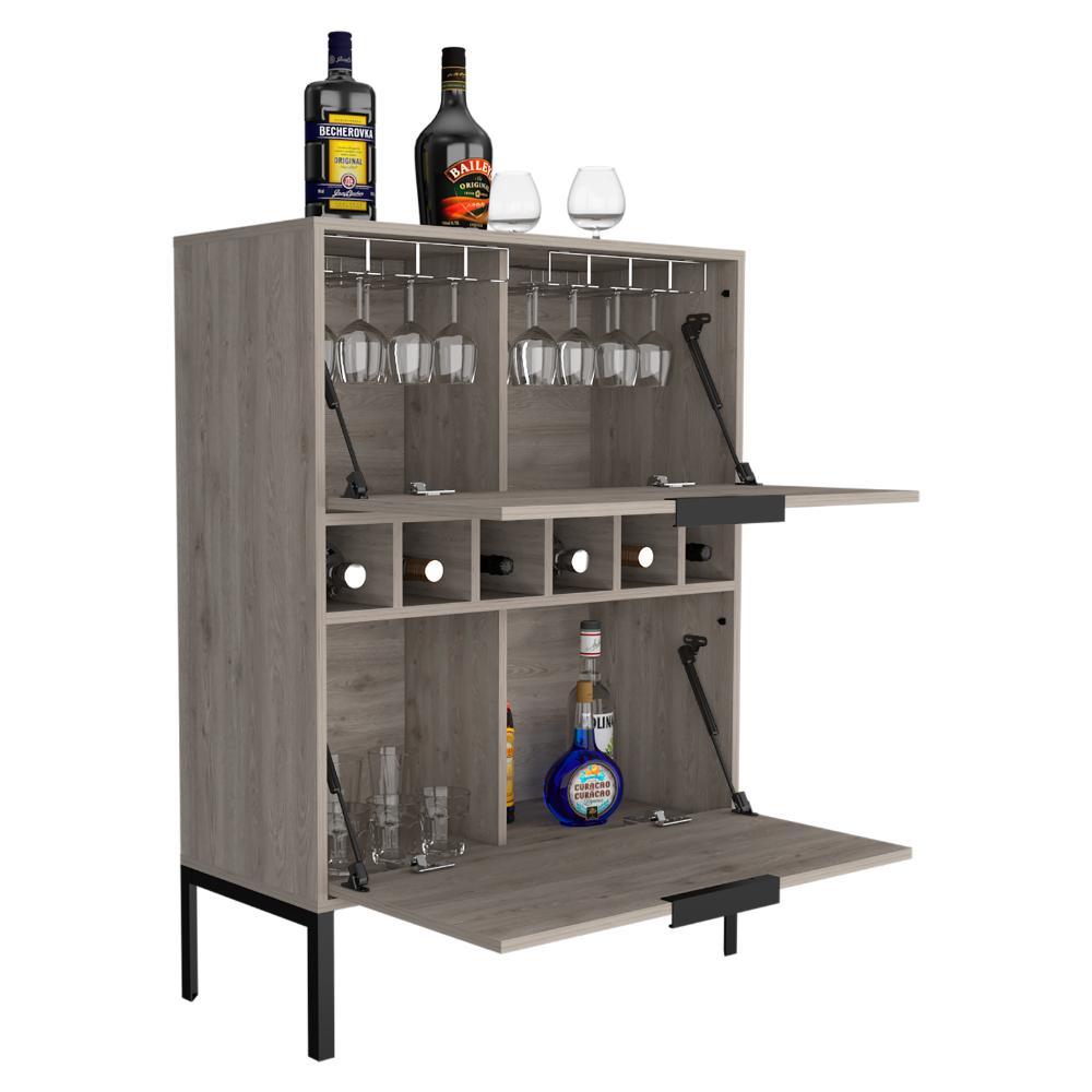 Bar Lyrata Wengue, con espacio para almacenar botellas de licor ZF ...