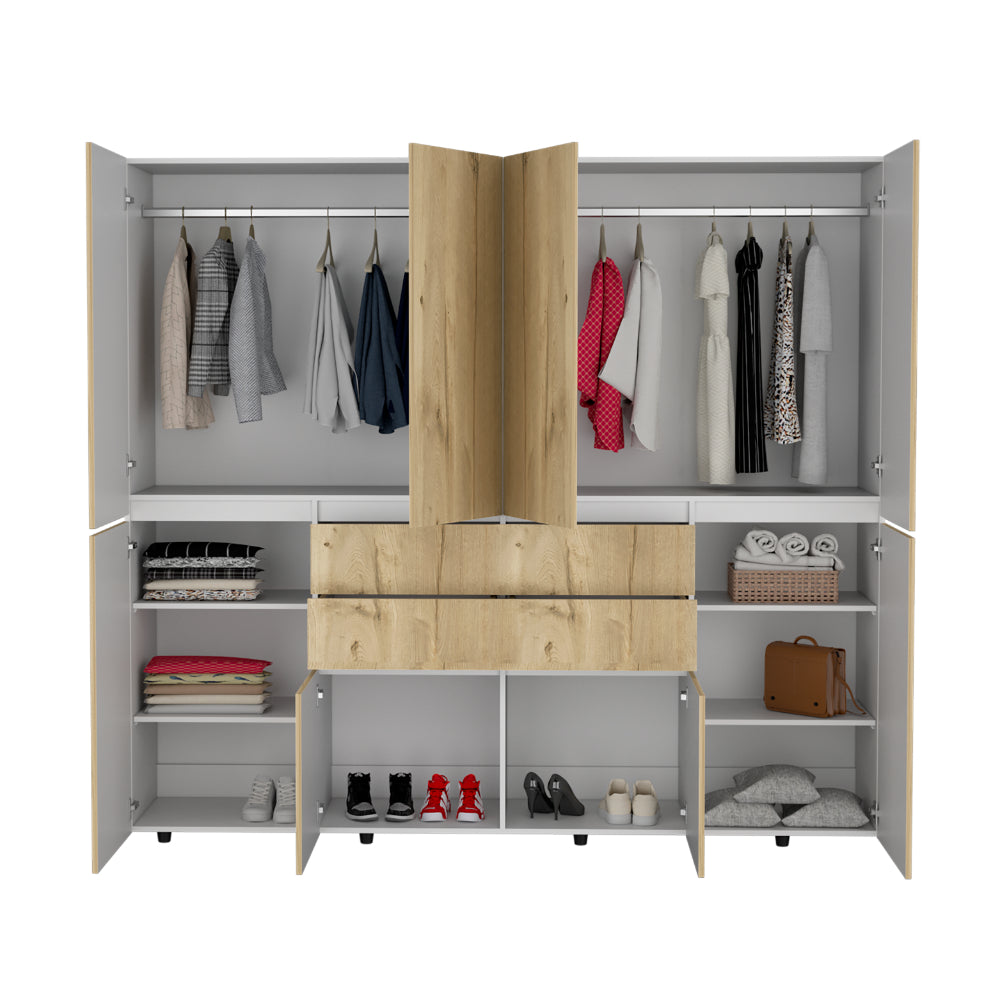 Closet Siruela, Café Claro y Blanco, con Cuatro Cajones, Ocho Puertas ...