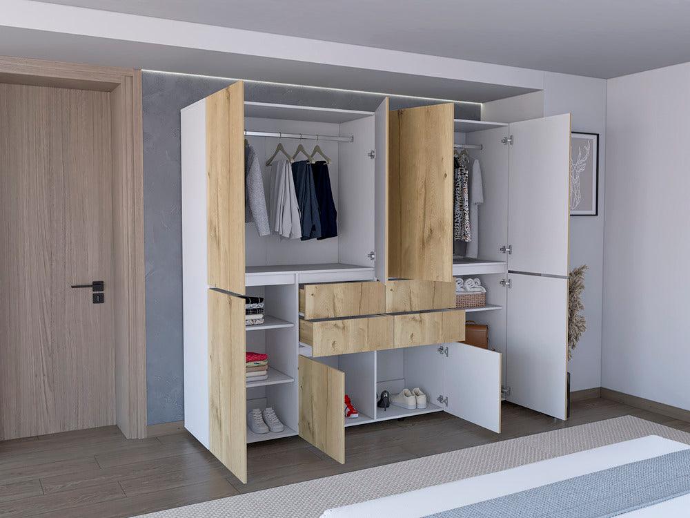 Closet Siruela, Café Claro y Blanco, con Cuatro Cajones, Ocho Puertas ...