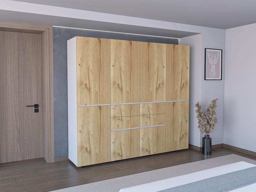 Closet Siruela, Café Claro y Blanco, con Cuatro Cajones, Ocho Puertas ...