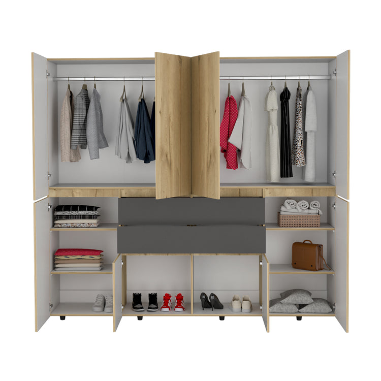 Closet Siruela, Café Claro y Blanco, con Cuatro Cajones, Ocho Puertas ...