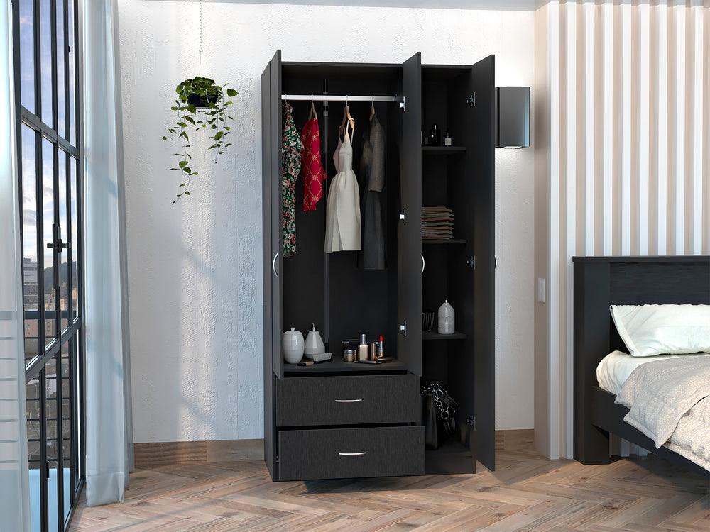 Closet América, Wengue, con Variedad de Entrepaños y Tubo para Colgar ...