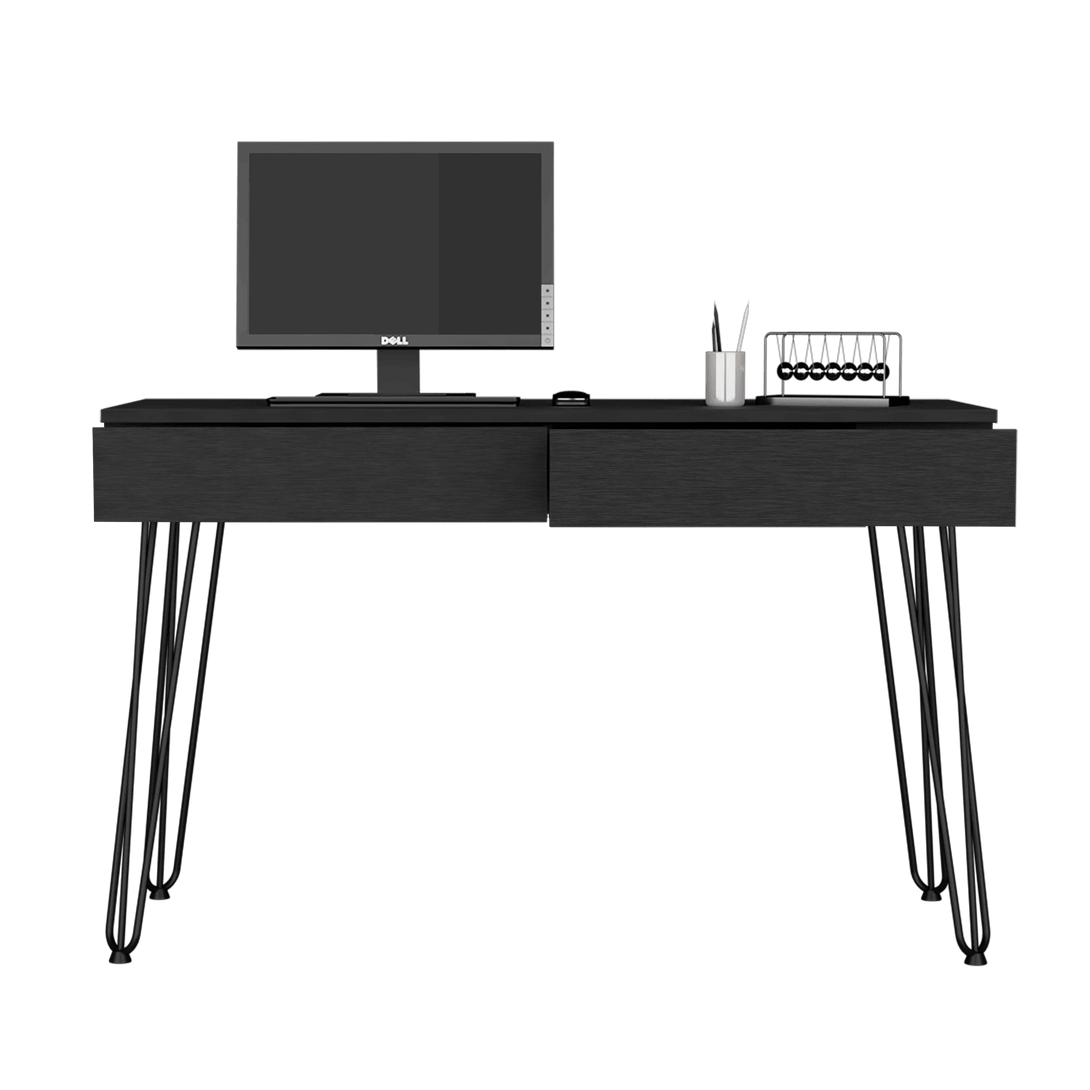 Escritorio Rumat, Wengue, con Dos Cajones y Pata Metálicas ZF - VIRTUAL ...