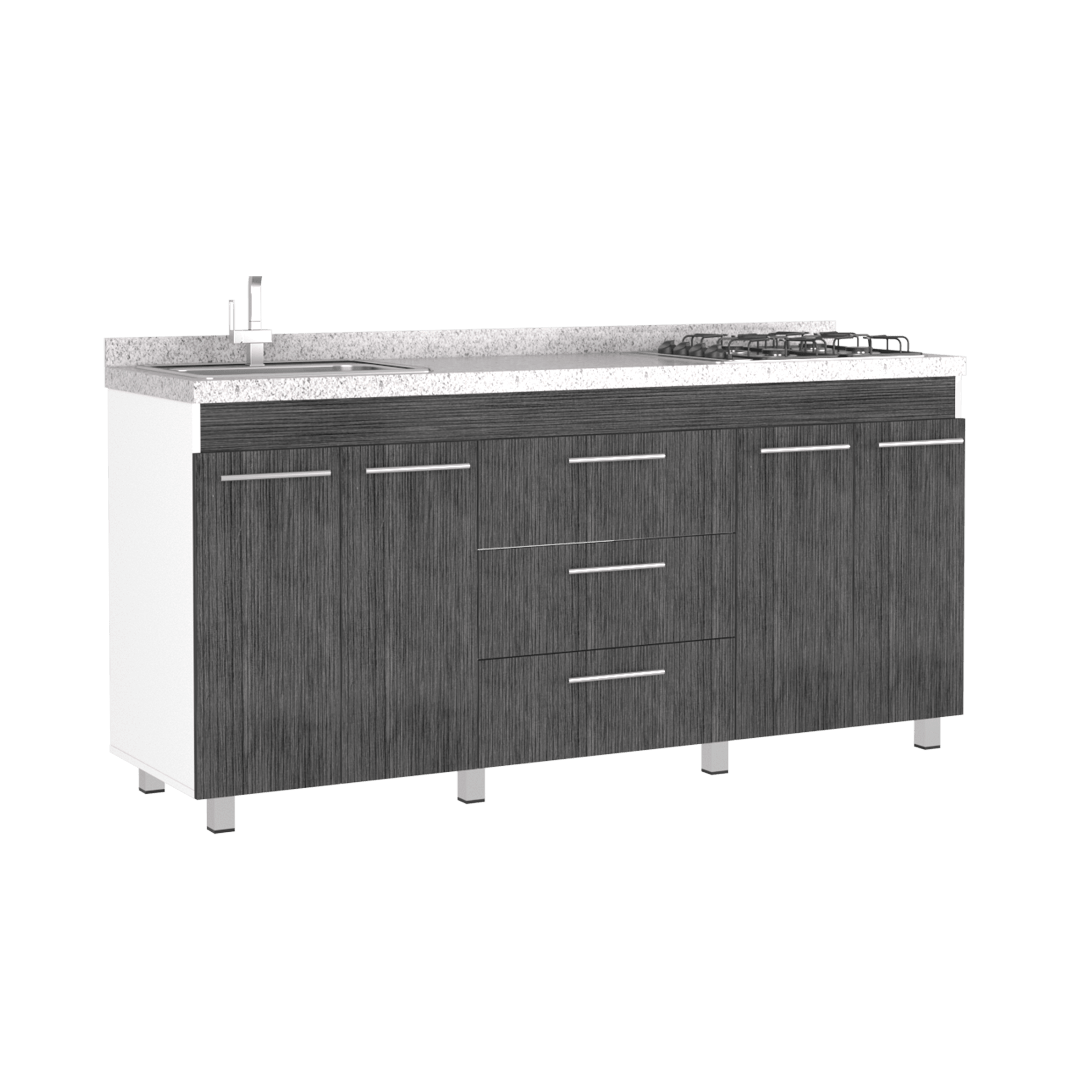Gabinete Inferior Polux, Blanco y Gris , con Amplia Superficie Superio – VIRTUAL MUEBLES