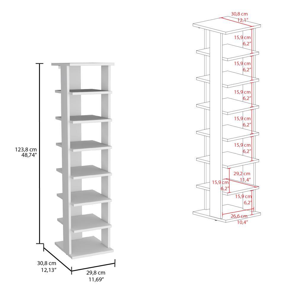 Zapatero Odes, Blanco Duqueza, con siete entrepaños - VIRTUAL MUEBLES