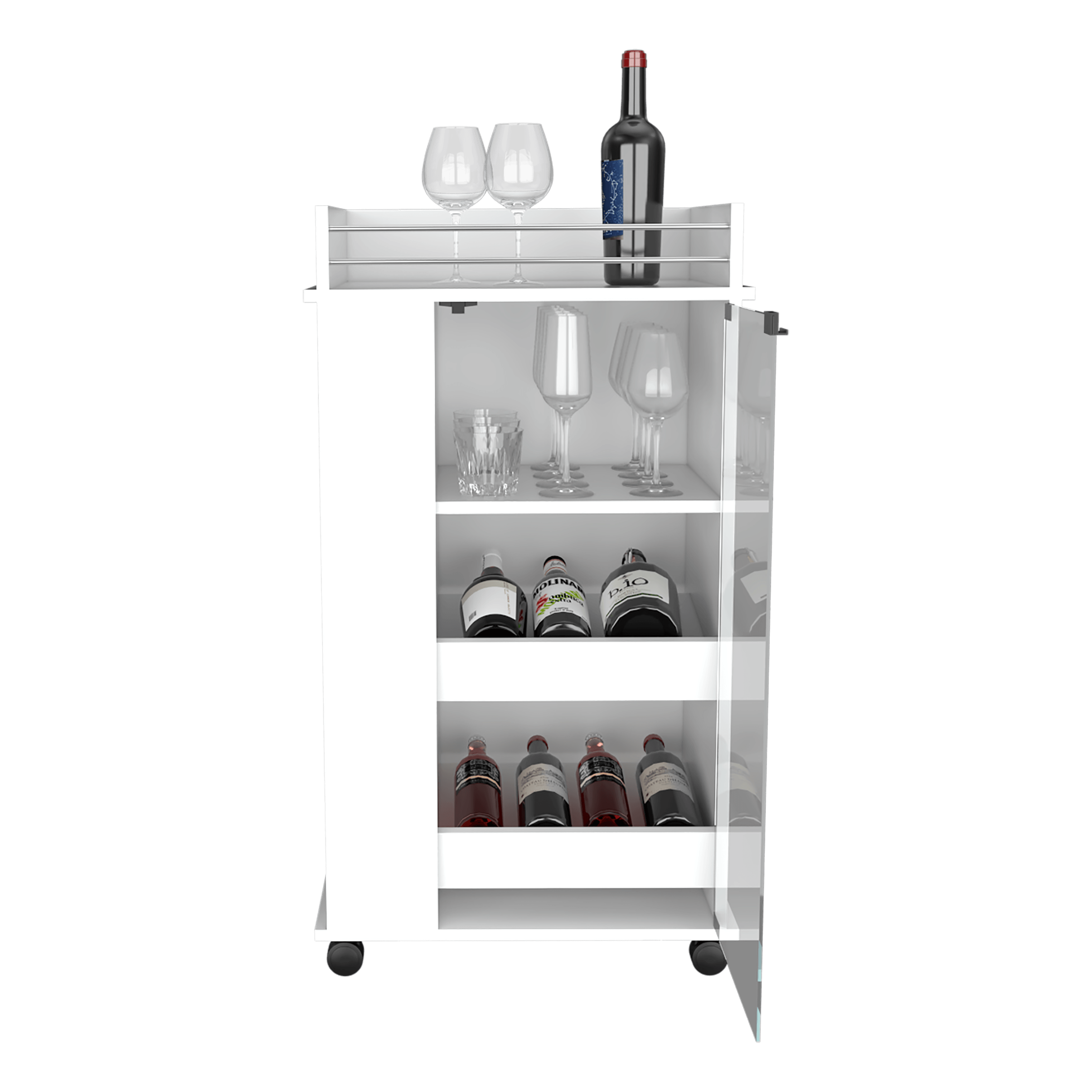 Bar Spirit, Blanco Duqueza, con Amplios Espacios Para Ubicar Copas y B - VIRTUAL MUEBLES