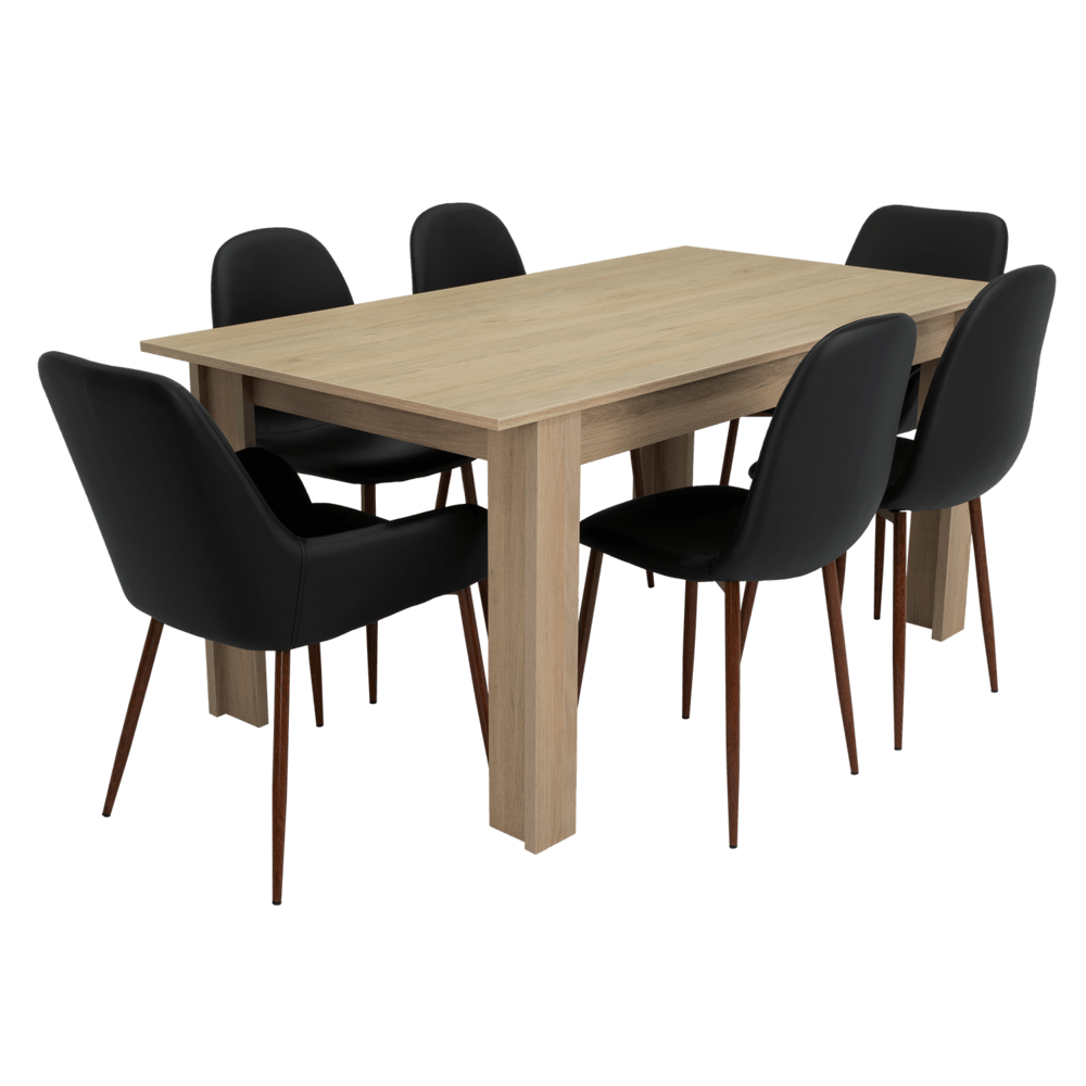 Combo Comedor Limea, Beige, Wengue y Café Claro, Incluye Comedor y 6 S ...