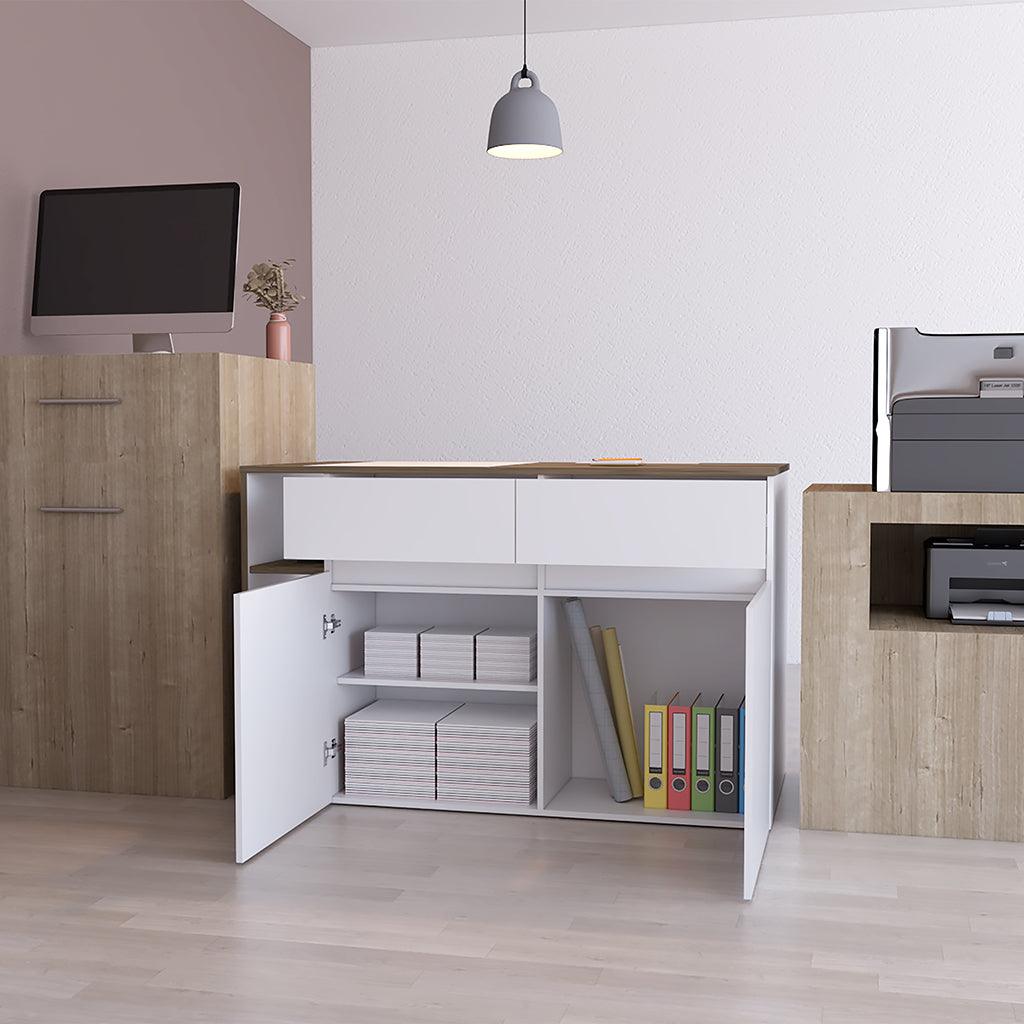Mueble Multiusos Vixmo, Blanco Duqueza y Nogal con amplia superficie ...