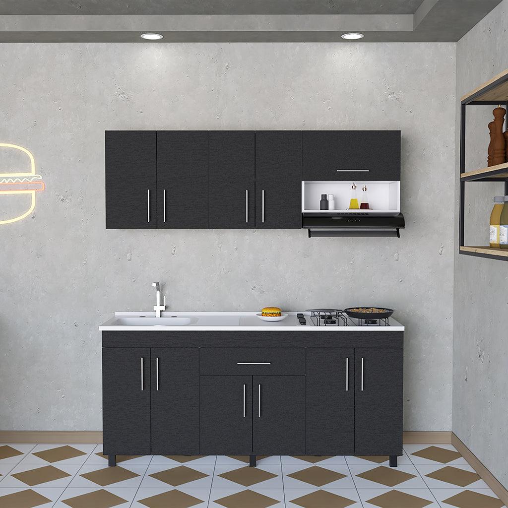 Mueble Multiusos Carson, Wengue y Blanco, Incluye Mesón Derecho En Ace ...