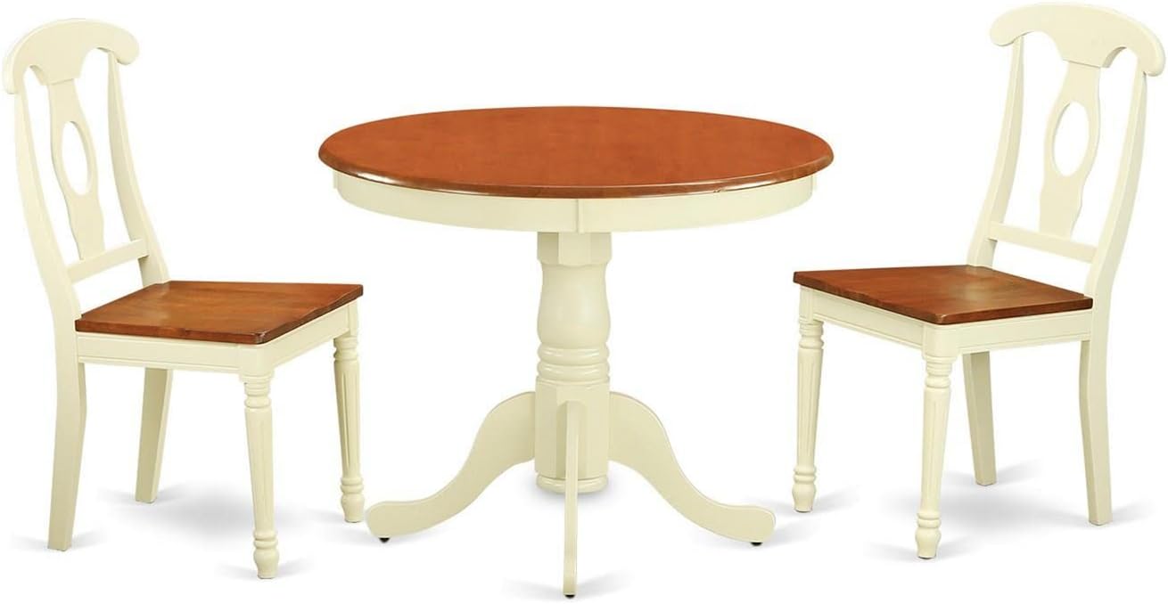 Juego de Mesa de Comedor East West Furniture ANKE3-WHI-W Madera Maciza – VIRTUAL MUEBLES