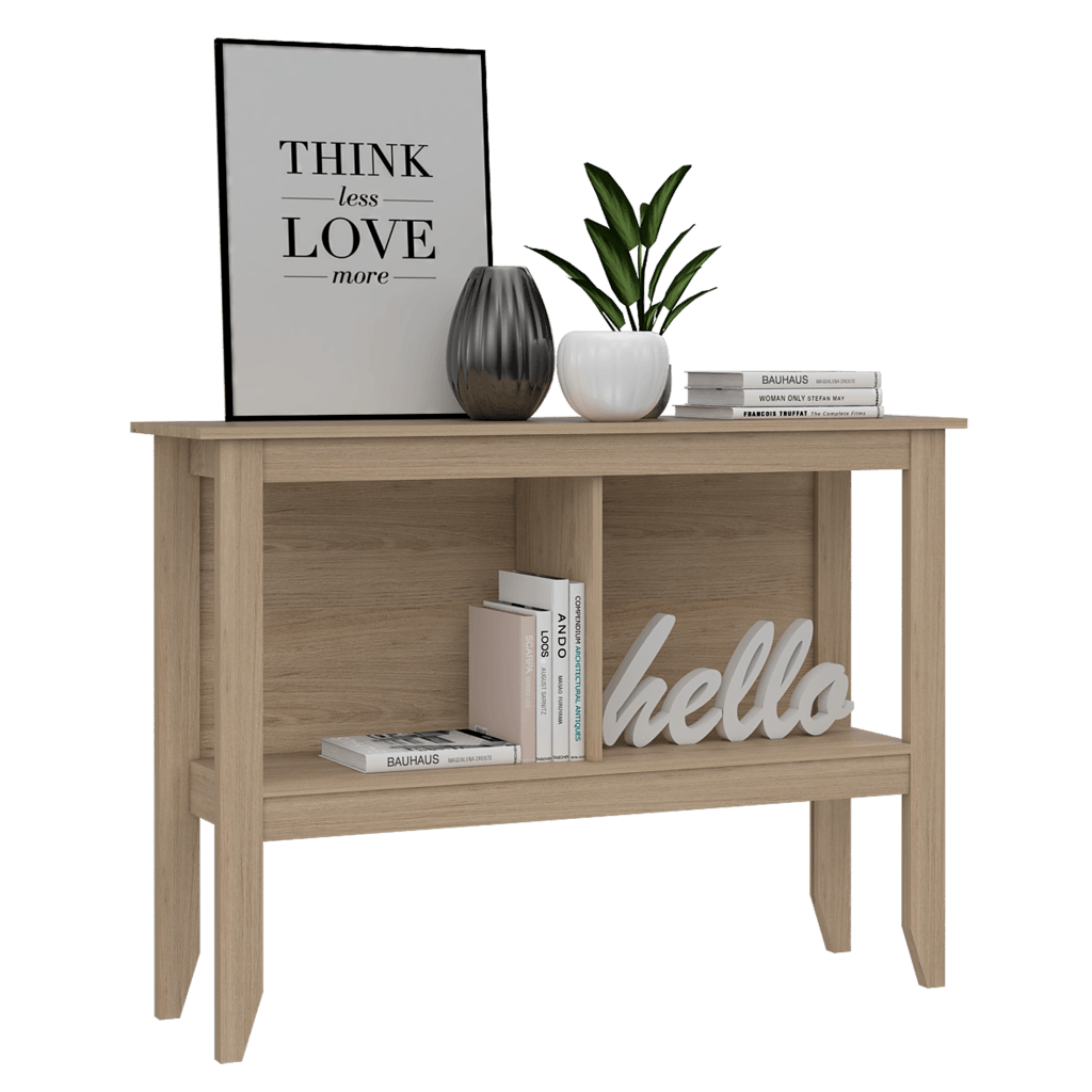 Mesa Auxiliar Sarume, Beige, con Entrepaño Doble y Amplia Superficie Z