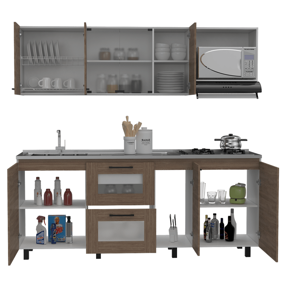 Cocina Integral Karlot, Miel y Blanco, no incluye mesón - VIRTUAL MUEBLES