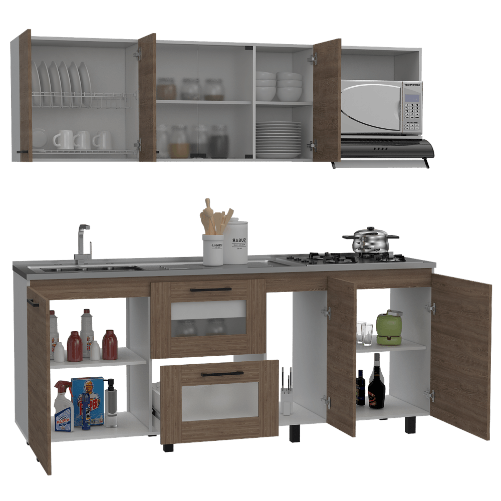 Cocina Integral Karlot, Miel y Blanco, no incluye mesón - VIRTUAL MUEBLES