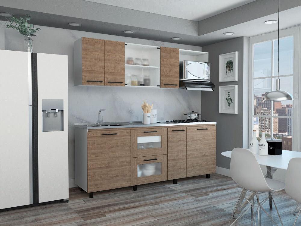 Cocina Integral Karlot, Miel y Blanco, no incluye mesón - VIRTUAL MUEBLES