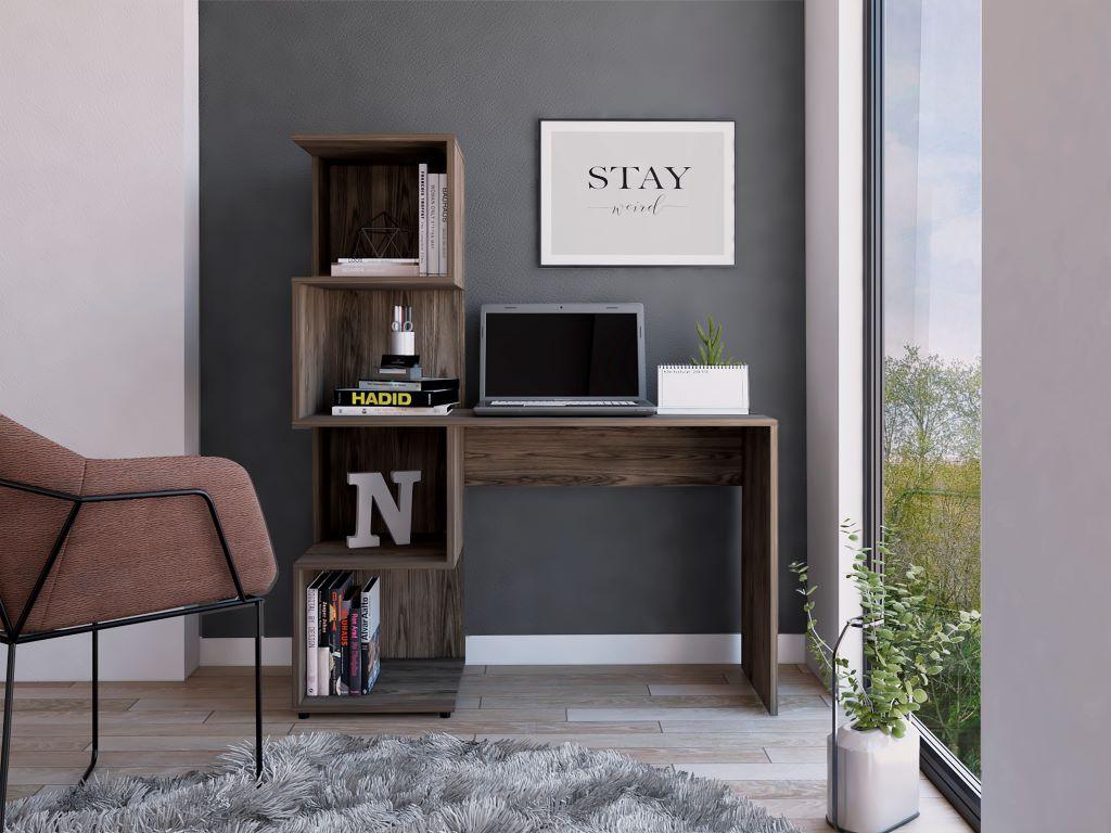 Escritorio Mexico, Chocolate, con Tres Entrepaños Para Ubicar Libros y ...