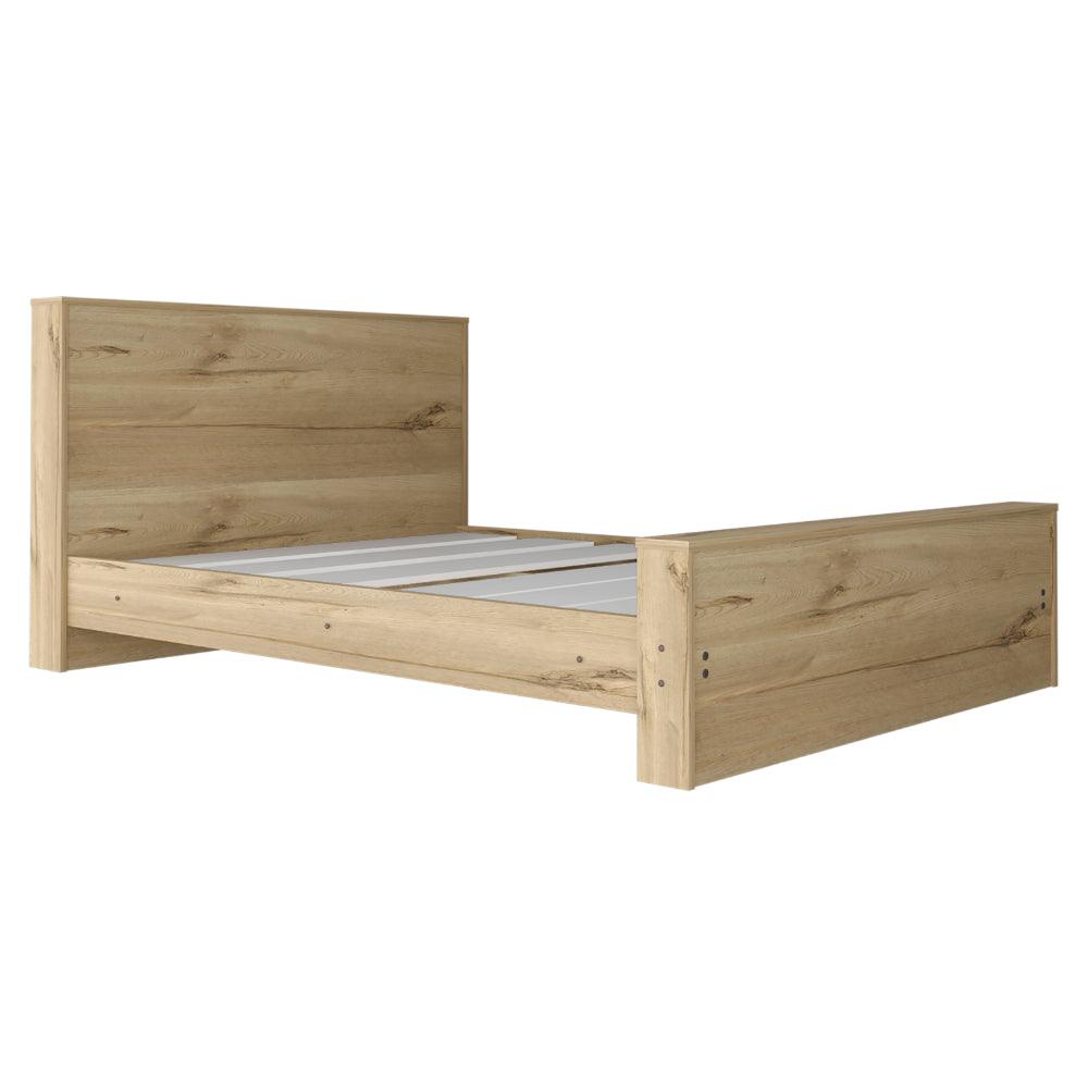 Cama Doble Felix, Café Claro, Incluye Tendido de Tablas - VIRTUAL MUEBLES