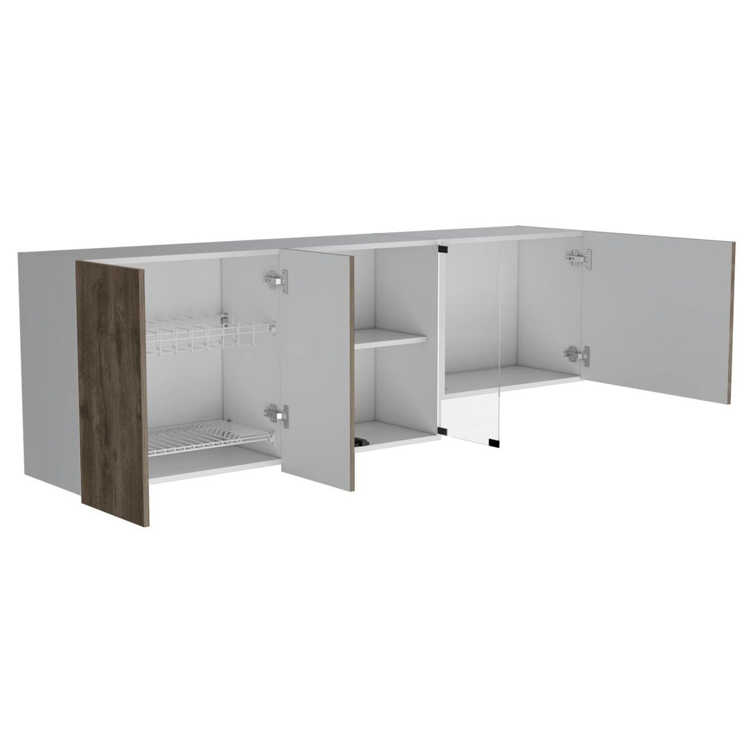 Gabinete Superior Vixmo, Nogal y Blanco, con 3 Puertas Abatibles y Amp ...