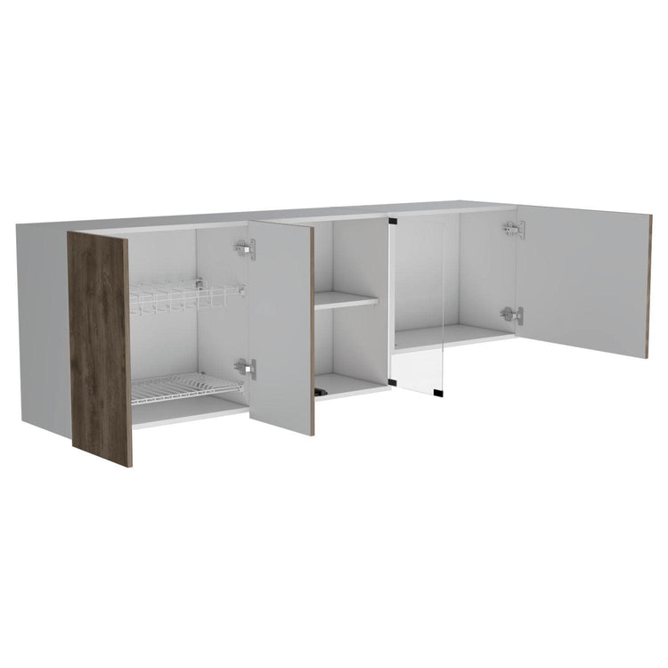 Gabinete Superior Vixmo, Nogal y Blanco, con 3 Puertas Abatibles y Amp ...