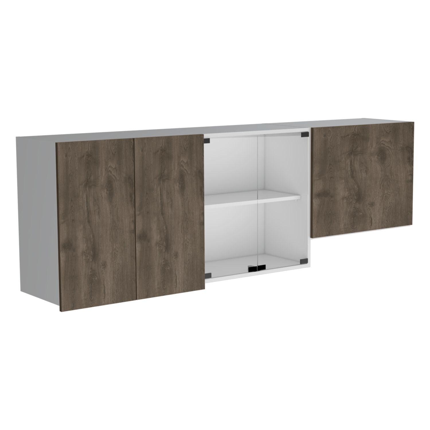 Gabinete Superior Vixmo, Nogal y Blanco, con 3 Puertas Abatibles y Amp ...