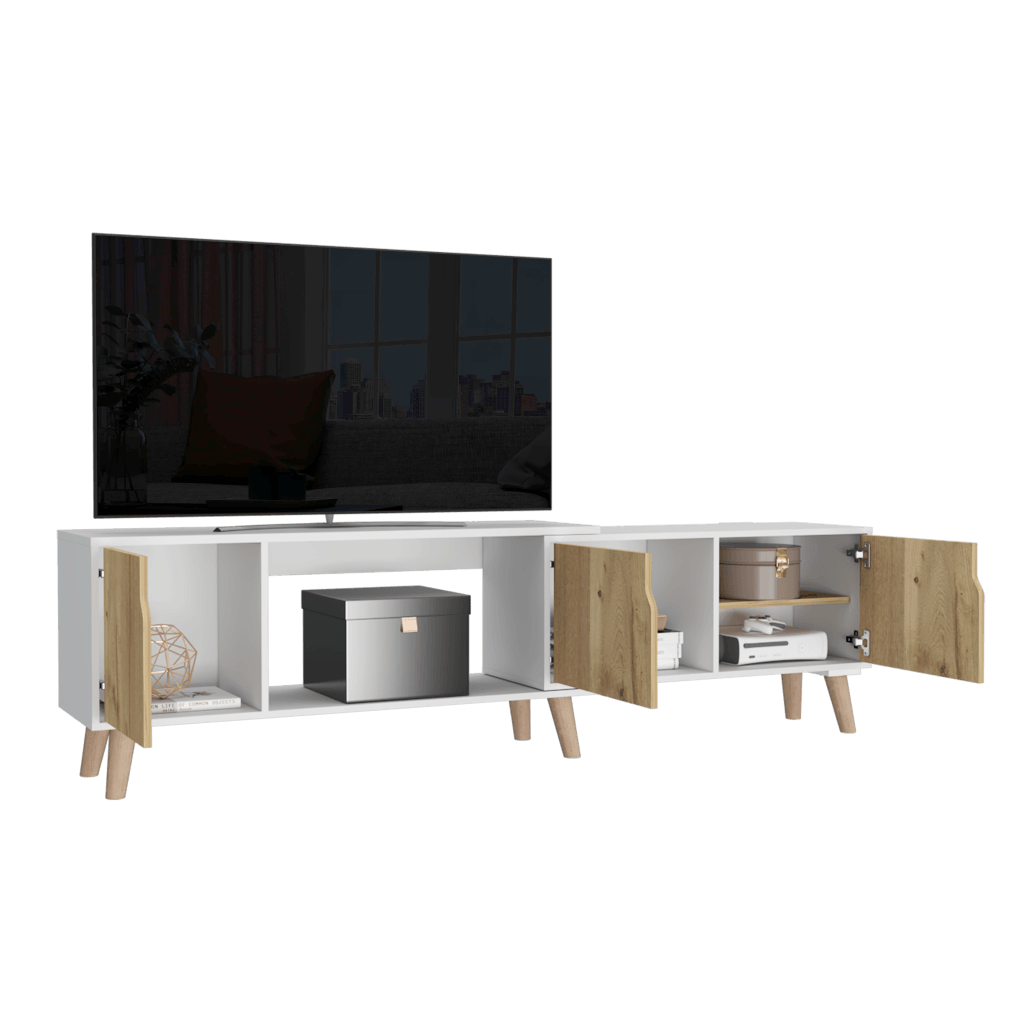 Mesa Para Tv Nordy, Blanco y Café Claro, Para Televisor de 50 Pulgadas ...