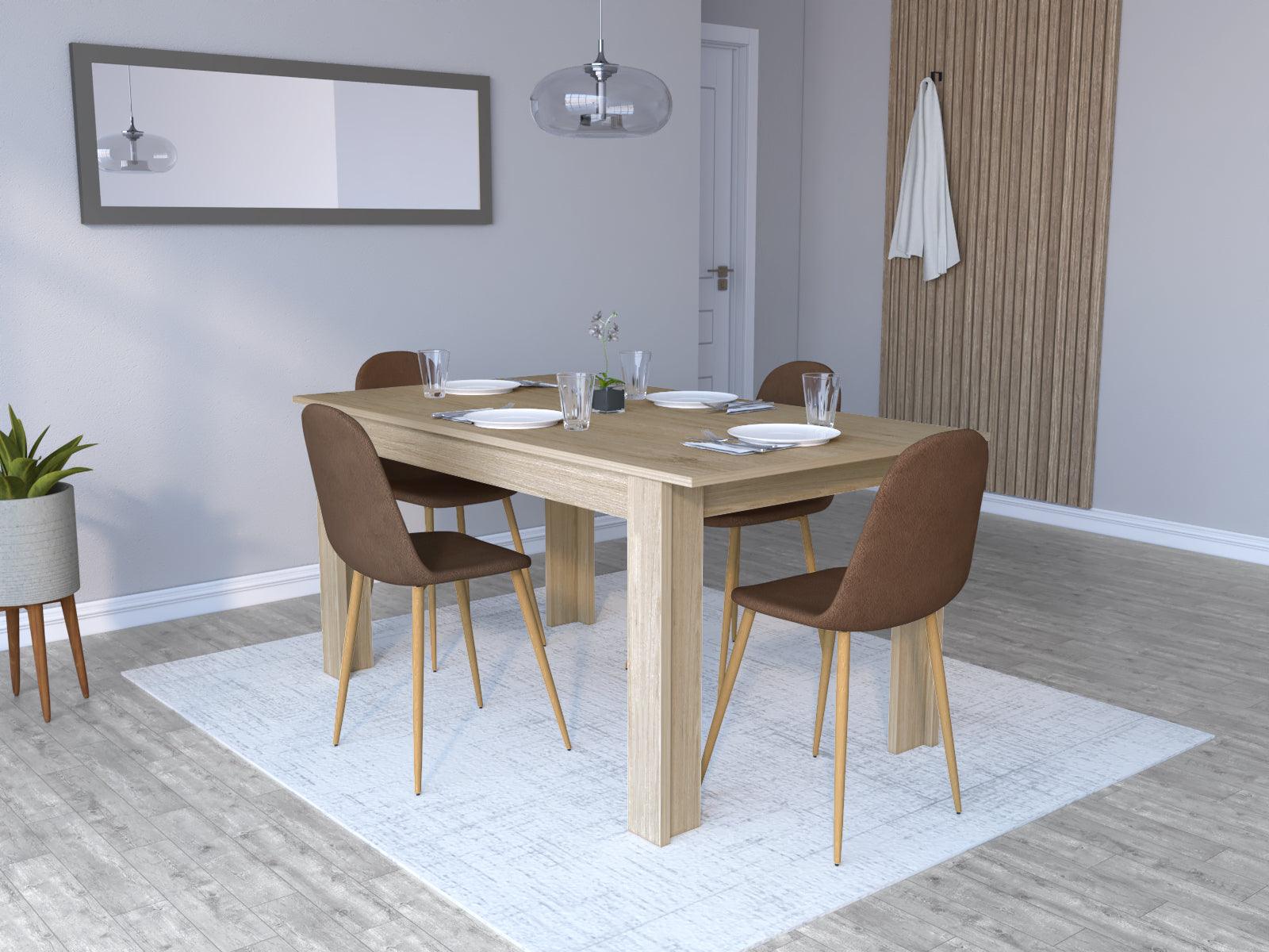 Comedor Loto Beige, Incluye Cuatro Sillas Chocolate – VIRTUAL MUEBLES