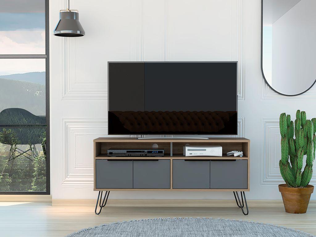 Mesa Para Tv Vany, Beige y Plata Oscuro, Para Televisor de 60 Pulgadas ...