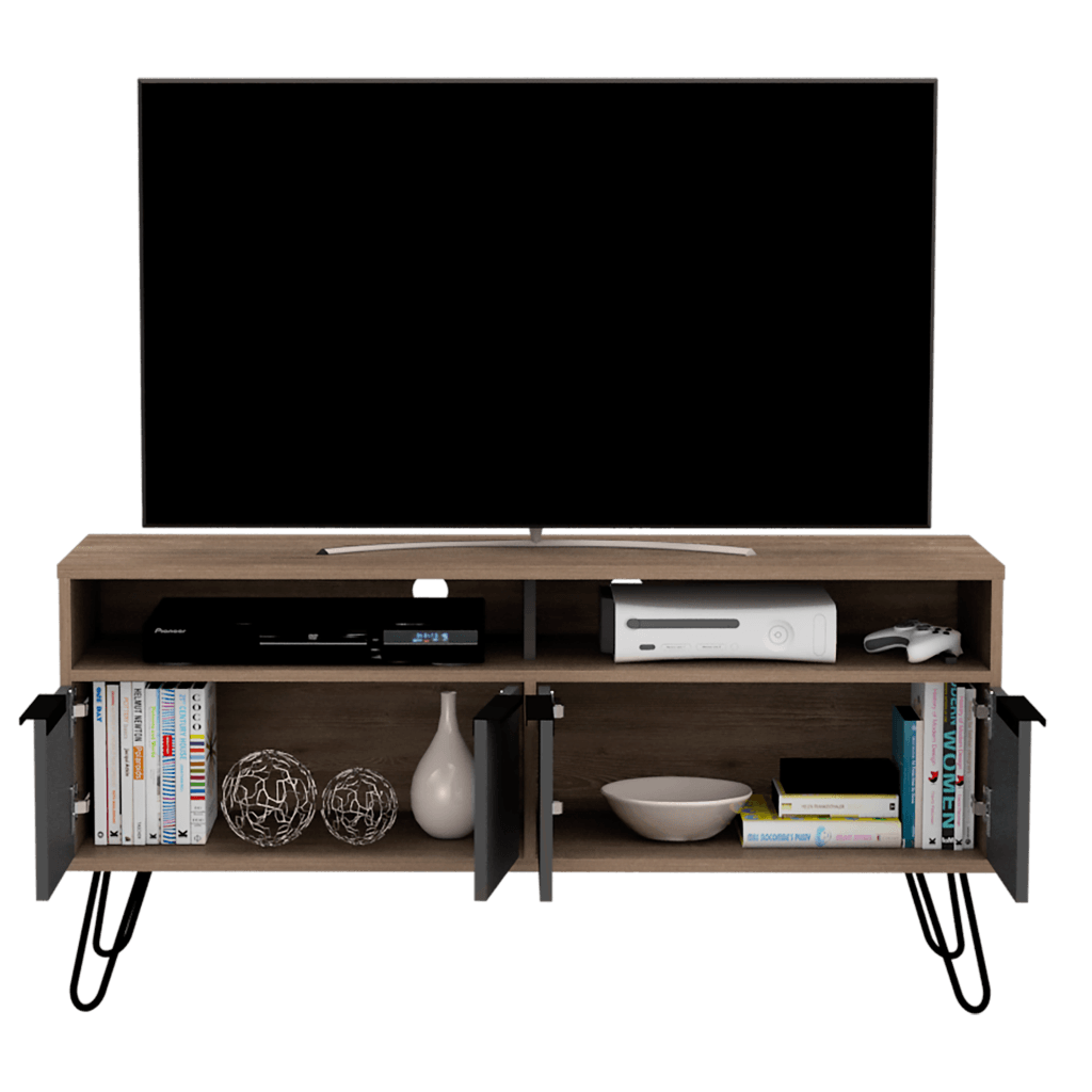 Mesa Para Tv Vany, Beige y Plata Oscuro, Para Televisor de 60 Pulgadas ...