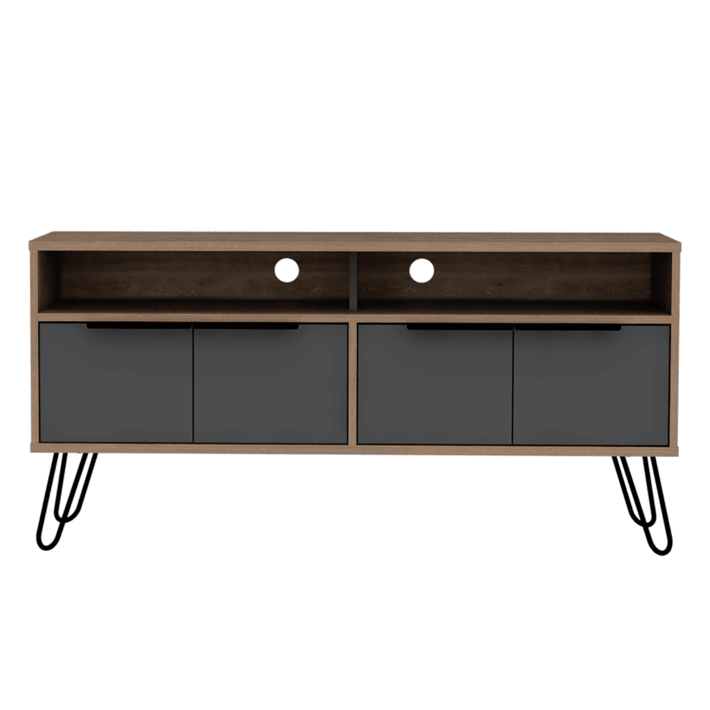 Mesa Para Tv Vany, Beige y Plata Oscuro, Para Televisor de 60 Pulgadas ...