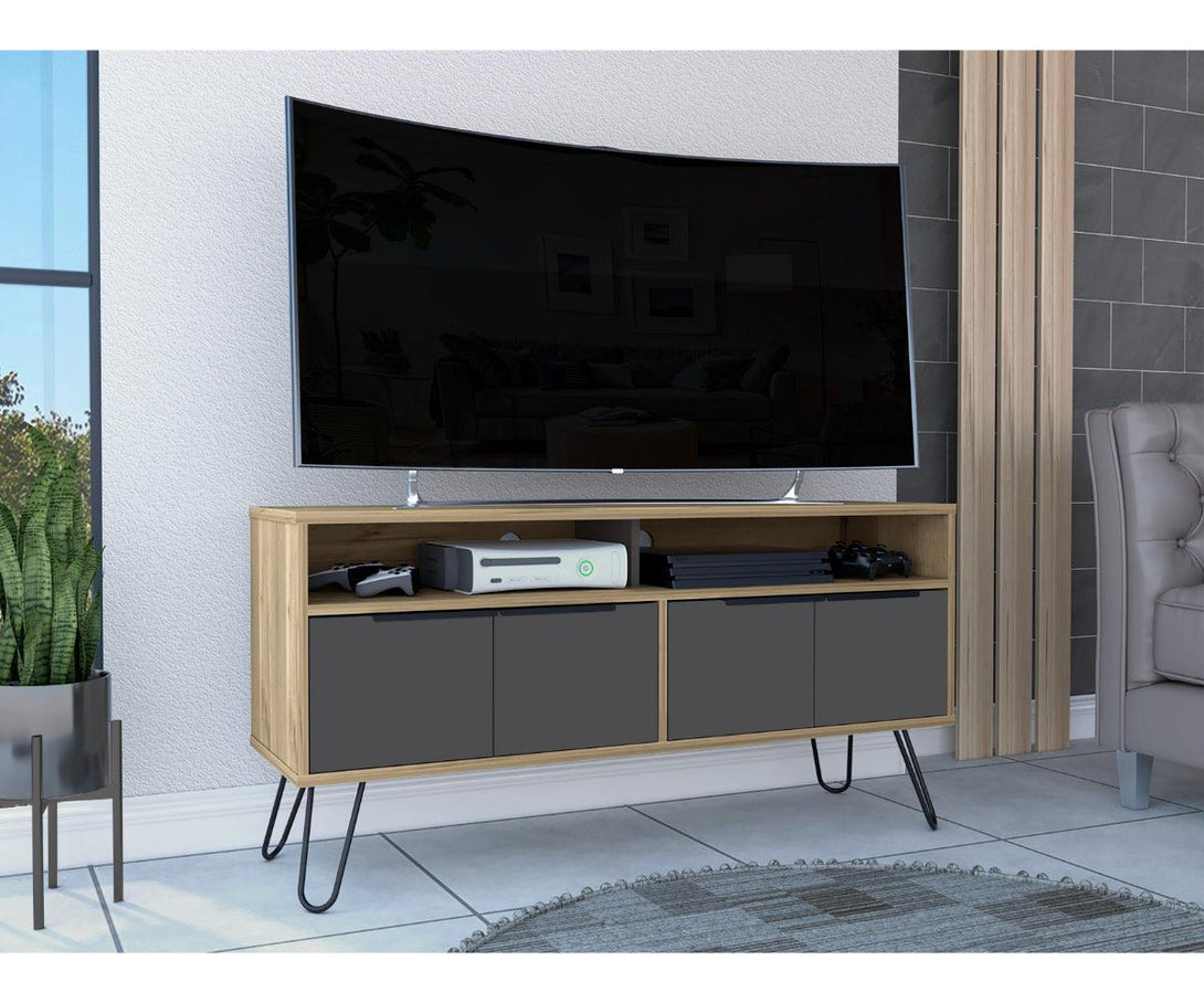 Mesa Para Tv Vany, Café Claro y Plata Oscuro, con Cuatro Puertas y Pat ...