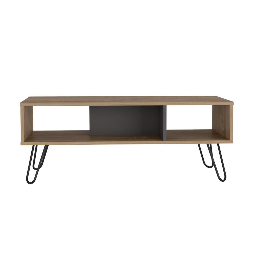 Mesa de Centro Vany, Miel y Plata Oscuro, con Amplio Espacio Para Elem ...