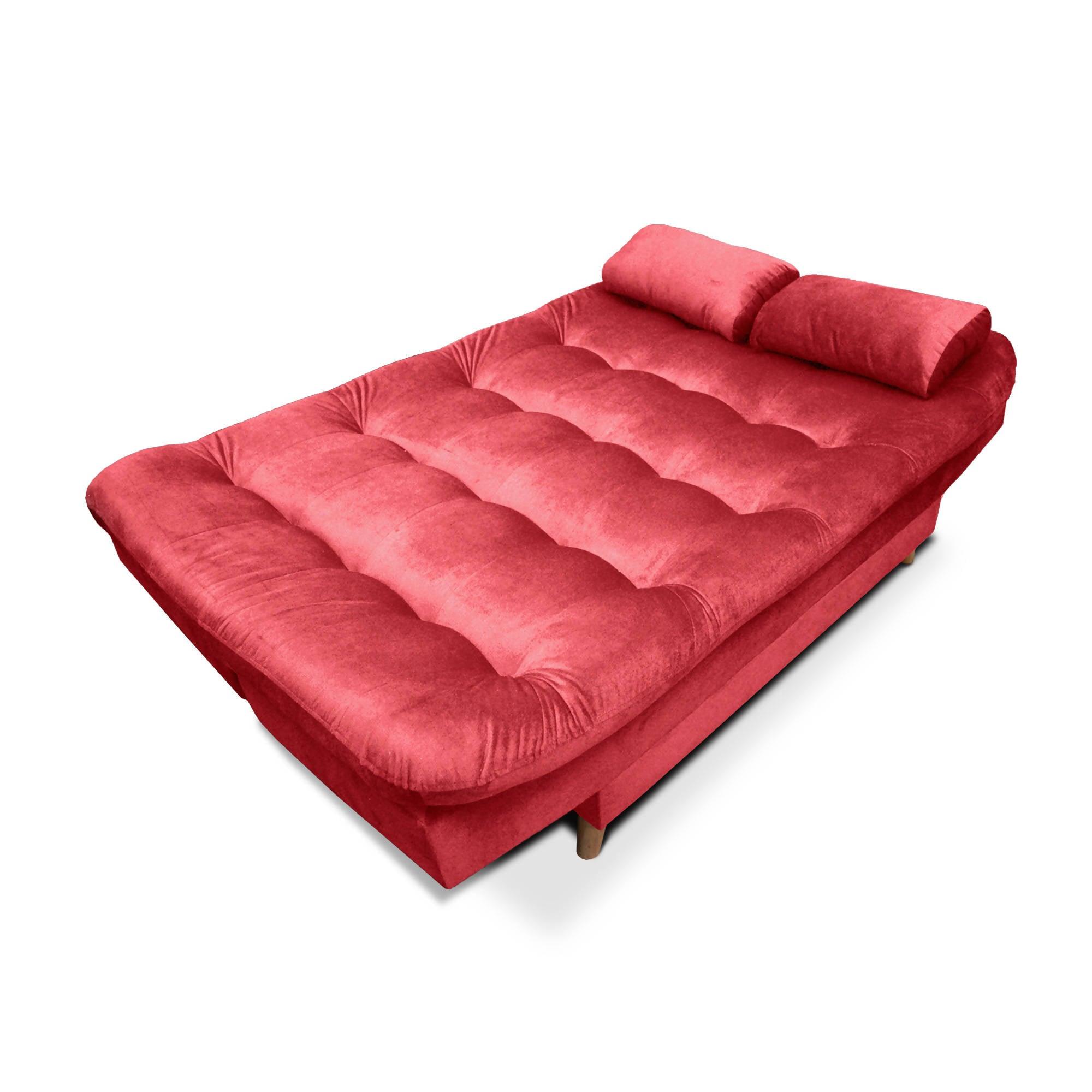 Sofa cama 3 Posiciones Fendik Tela Rojo - VIRTUAL MUEBLES